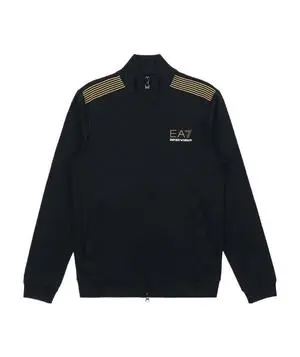 EA7 Casual Jacket With Stand Collar And Striped Detailing