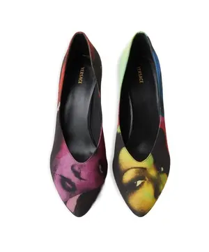 Versace Tina Printed Pointed Toe Pumps
