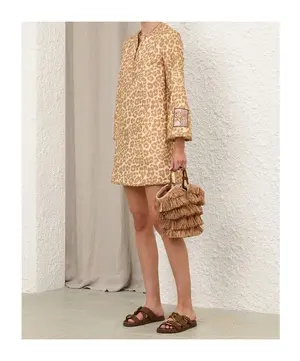 Zimmermann Awaken Braid Trim Tunic Leopard Print