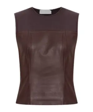 SAMSOE SAMSOE Samsøe Samsøe Sapia Sleeveless Panelled Top - Brown