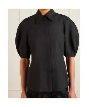 Gabriela Hearst Sansi Linen Puff Sleeve Shirt