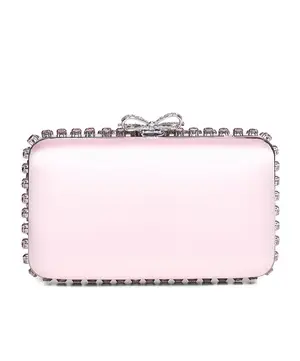 SELF-PORTRAIT Bow Embellished Clutch Bag - Pink