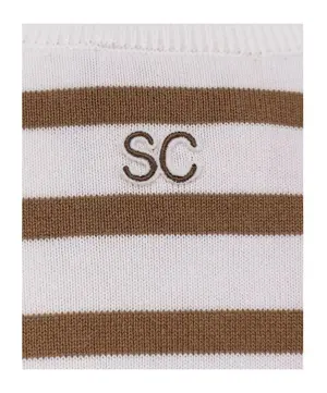 SEMICOUTURE Aurora Striped Sweater - White/brown