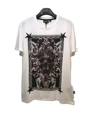 Just Cavalli T-shirt With Round Neck And Short Sleeves - Black
