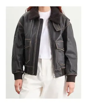 DUNST Leather Biker Jacket With Shearling Collar