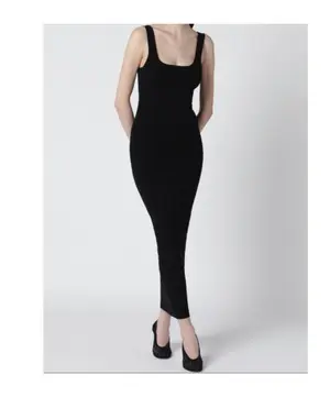 ENTIRE STUDIOS Square Neck Midi Dress - Black