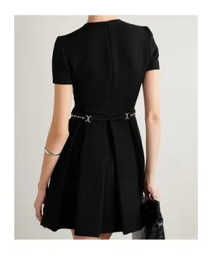 Versace Wool-crepe A-line Mini Dress With Medusa Belt - Black