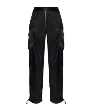 GANNI Satin Cargo Trousers - Black