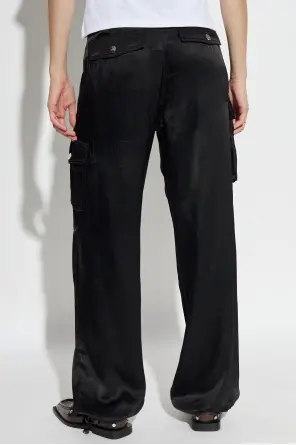 GANNI Satin Cargo Trousers - Black