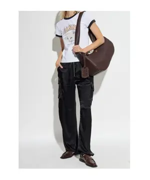 GANNI Satin Cargo Trousers - Black