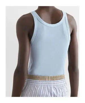 Dolce & Gabbana Ribbed Logo Tank Top - Light Blue