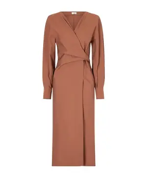 Brunello Cucinelli Embellished Cotton-blend Midi Wrap Dress