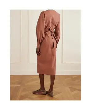 Brunello Cucinelli Embellished Cotton-blend Midi Wrap Dress