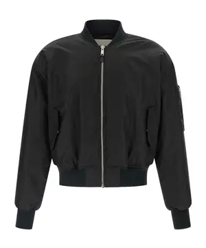 ENTIRE STUDIOS Cropped Broad Bomber Jacket - Black