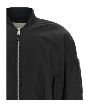 ENTIRE STUDIOS Cropped Broad Bomber Jacket - Black