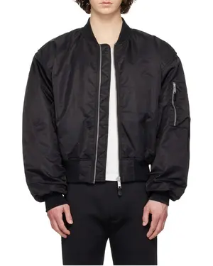 ENTIRE STUDIOS Cropped Broad Bomber Jacket - Black