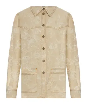 Etro Single-breasted Long-sleeved Jacket With Floral Print - Beige