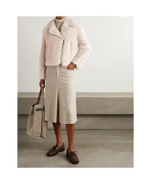 Brunello Cucinelli Leather-trimmed Shearling Jacket - Beige