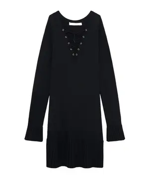 IRO PARIS V-neck Lace-up Knit Dress
