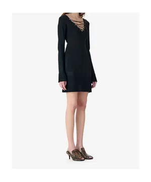 IRO PARIS V-neck Lace-up Knit Dress