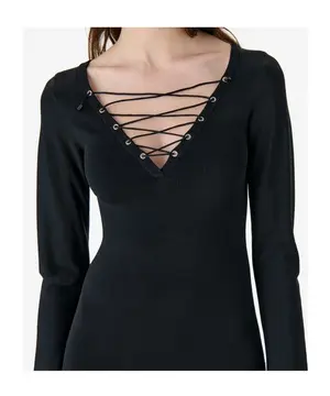 IRO PARIS V-neck Lace-up Knit Dress