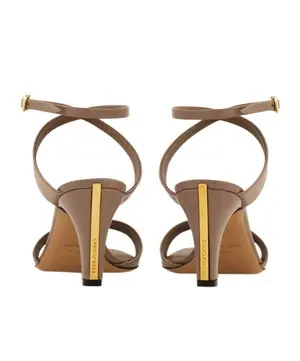 FERRAGAMO Mid Heel Sandal With Ankle Strap And Gold Buckle