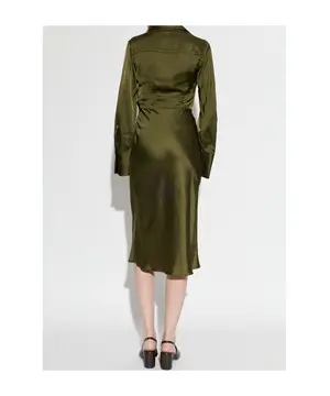 Blumarine Long Sleeve Draped Neckline Dress