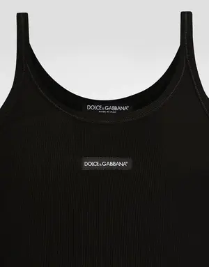 Dolce & Gabbana Dolce Gabbana Fitted Logo Ribbed Tank Top