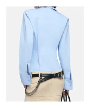 Attico Long Sleeve Fitted Button-up Shirt - Blue
