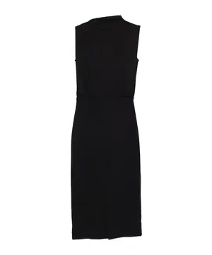 Soeur Sleeveless High Collar Draped Dress With Back Slit - Black