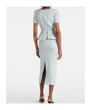 Roland Mouret Wool And Silk Blend Peplum Midi Dress
