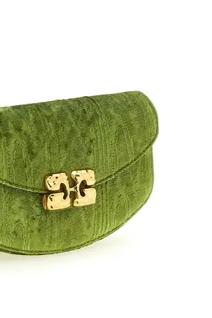 GANNI Lulu Velvet Moire Chain Wallet - Green