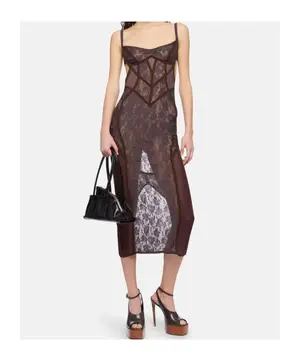 Attico Sleeveless Lace-panelled Midi Dress