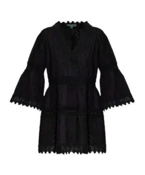 Melissa Odabash Lace V-neck Bell Sleeve Mini Dress