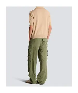 Balmain Short-sleeved Ribbed Polo Shirt - Beige