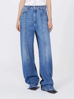 Sportmax Panelled Wide Leg Jeans - Blue