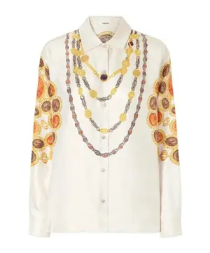 Versace Printed Silk-twill Shirt - White