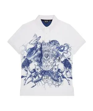 Just Cavalli Pattern Polo Shirt - White