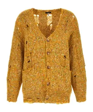 R13 Distressed V-neck Cardigan - Orange