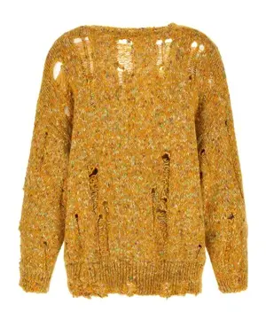 R13 Distressed V-neck Cardigan - Orange
