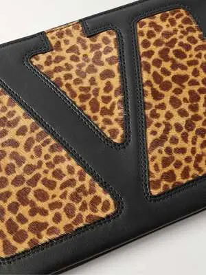 Valentino Garavani Zipper Clutch With Print And V-shaped Details