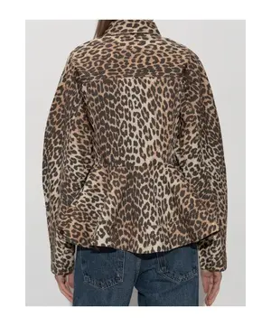 GANNI Leopard Print Taffeta Blouse