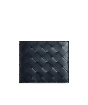Bottega Veneta Intrecciato Bi-fold Wallet With Coin Purse - Midnight/basalt