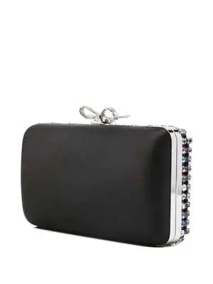 SELF-PORTRAIT Embellished Chainmail Clutch Bag With Crystal Decoration - Black