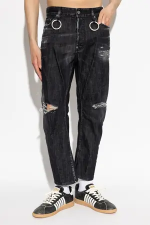 Dsquared2 Distressed Jeans With Metal Ring Detail