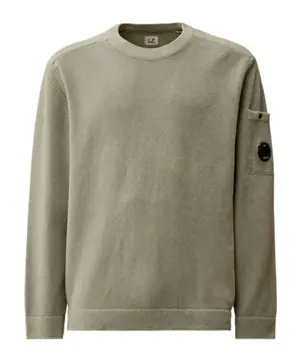 C.P. COMPANY Crew Neck Sweater With Lens Detail - Silver-blue