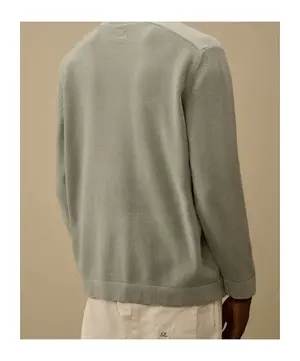 C.P. COMPANY Crew Neck Sweater With Lens Detail - Silver-blue