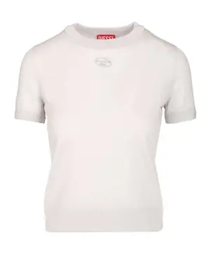 DIESEL® Embroidered Logo Knit Top - Grey