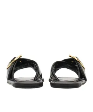FERRAGAMO Gancini Ornament Flat Slides - Black