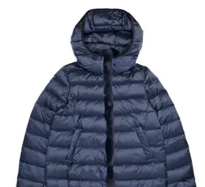 Max Mara Hooded Down Jacket With Fur Trim - Blue